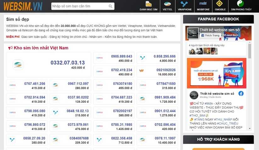 Thiết kế website sim giá rẻ, chuyên nghiệp, hiệu quả